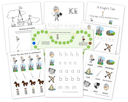 Knight Preschool Pack ~ Preschool Printables